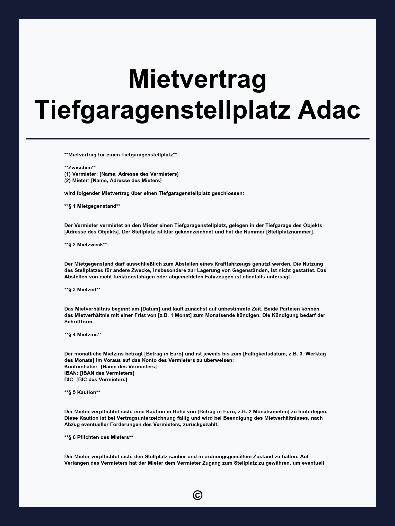 Adac Mietvertrag Stellplatz